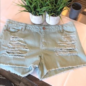 Shorts | Plus Size Mint Distressed High Waisted Shorts | Poshmark